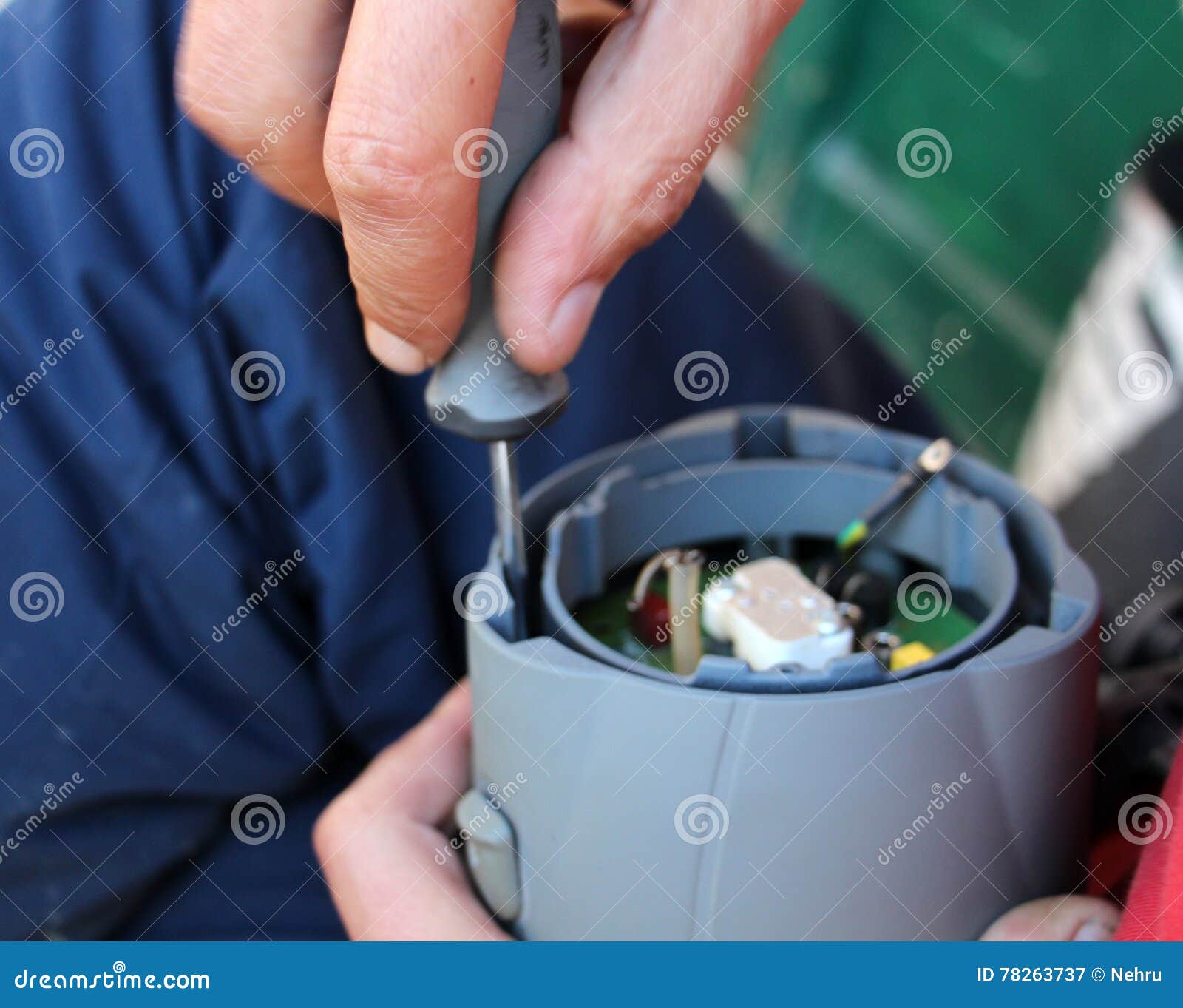 Hands of Male Fixing Electronic Device Stock Image - Image of finger ...