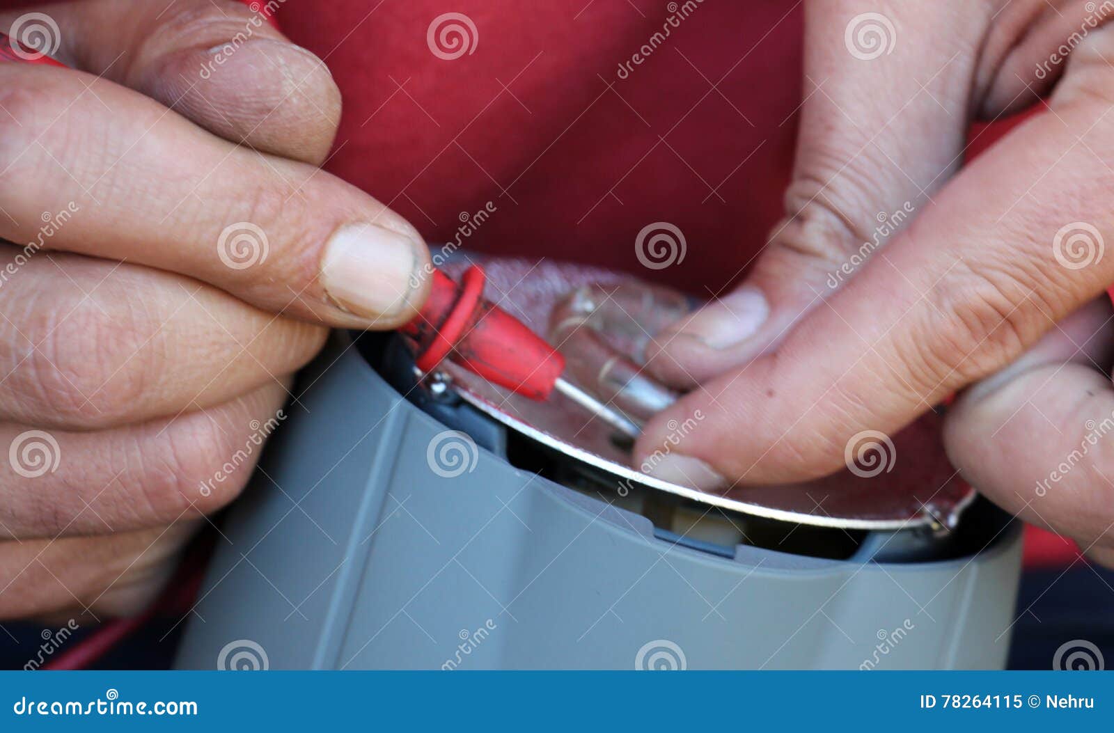 Hands of Male Fixing Electronic Device Stock Image - Image of ...