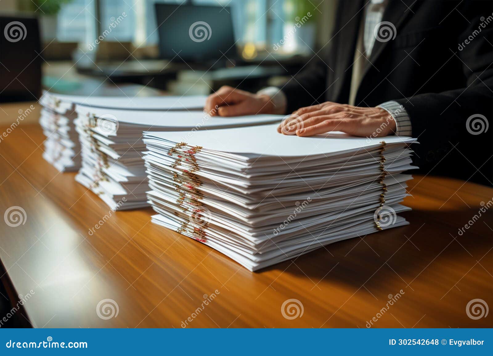 The Hands of a Male Office Worker in a Business Suit are Sorting ...