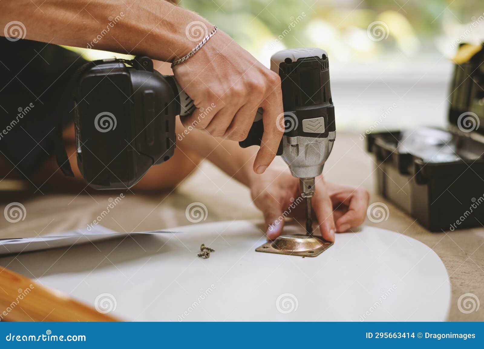 Man Assembling Coffee Table Stock Photo - Image of male, table: 295663414