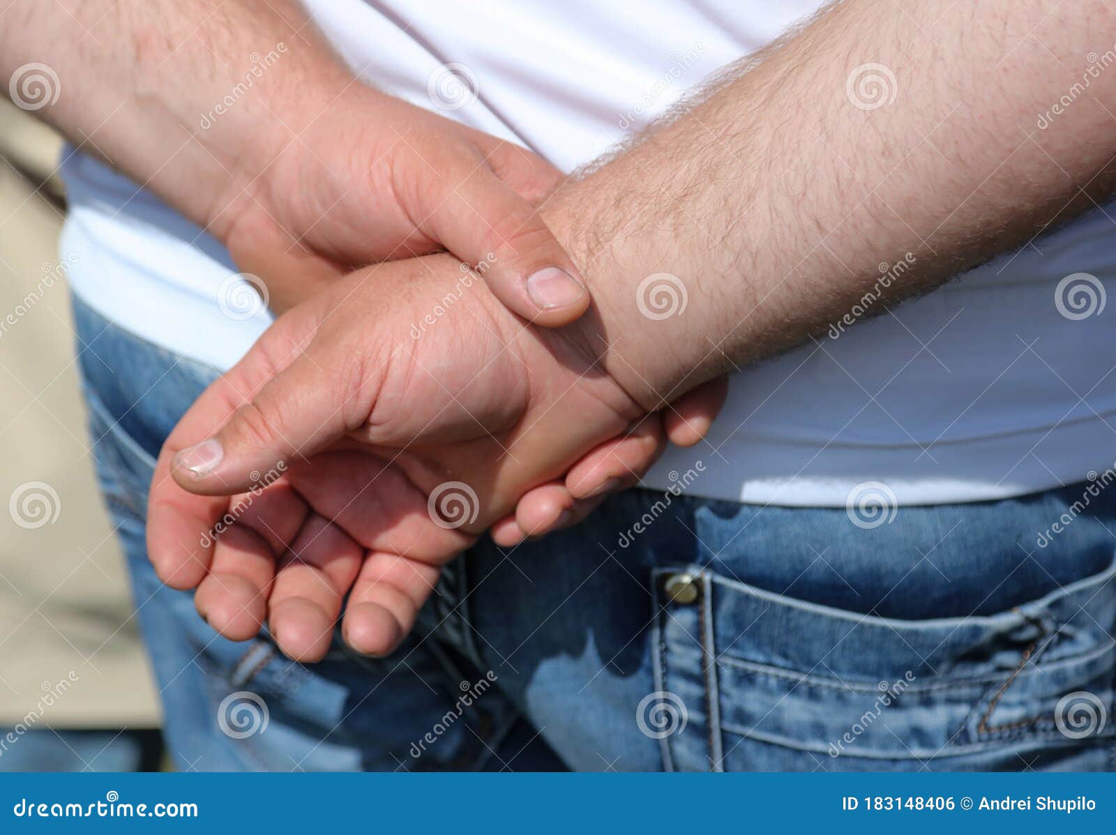 Hands of a Man Behind His Back Stock Photo - Image of family, care ...