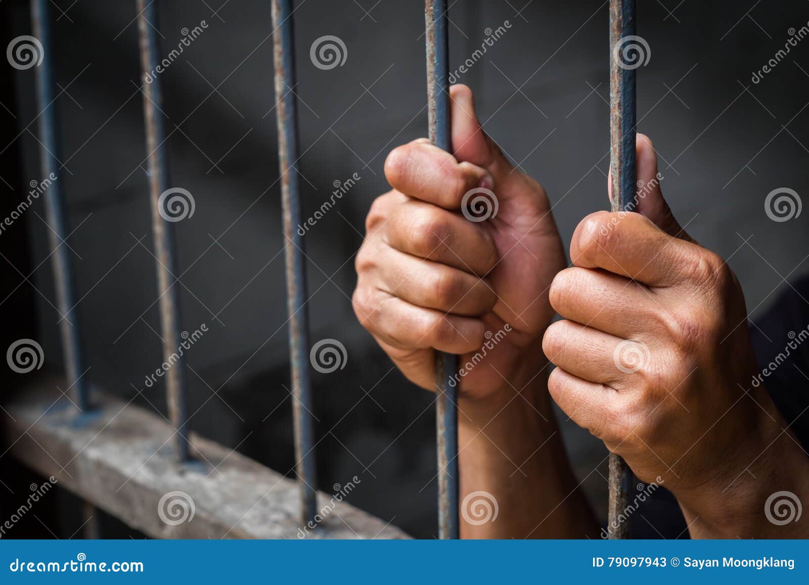 Hands of Man Behind Jail Bars. Stock Image - Image of confined, convict ...