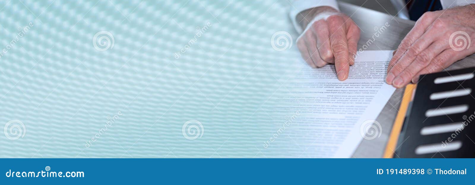 Hands of Man Checking Document; Panoramic Banner Stock Photo - Image of ...