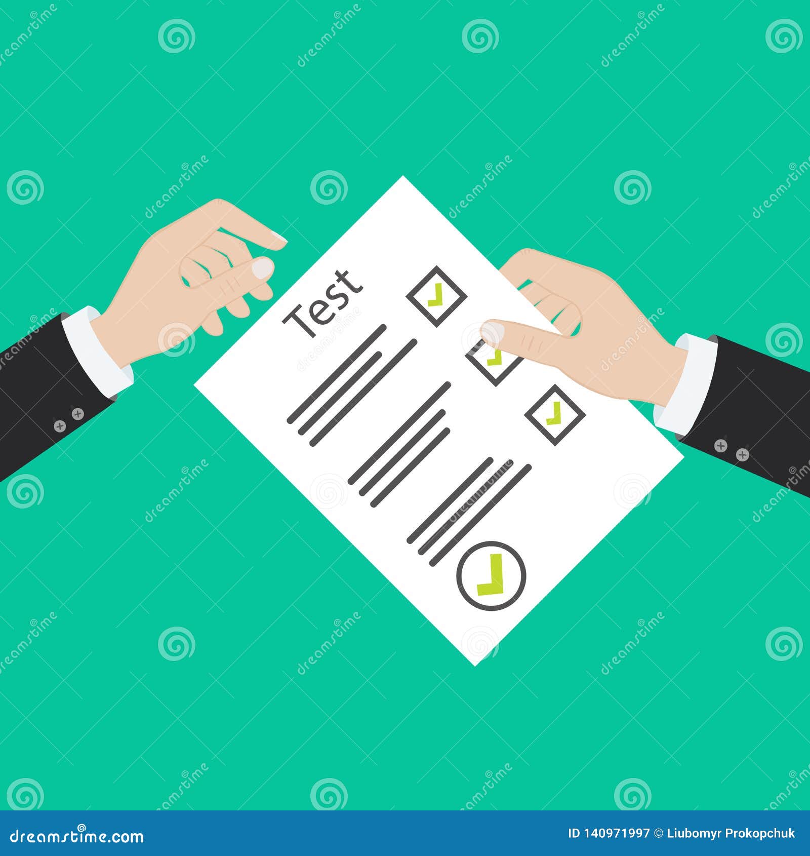 Hands of Man with Clock and Pencil, Concept Test at Time. Vector ...