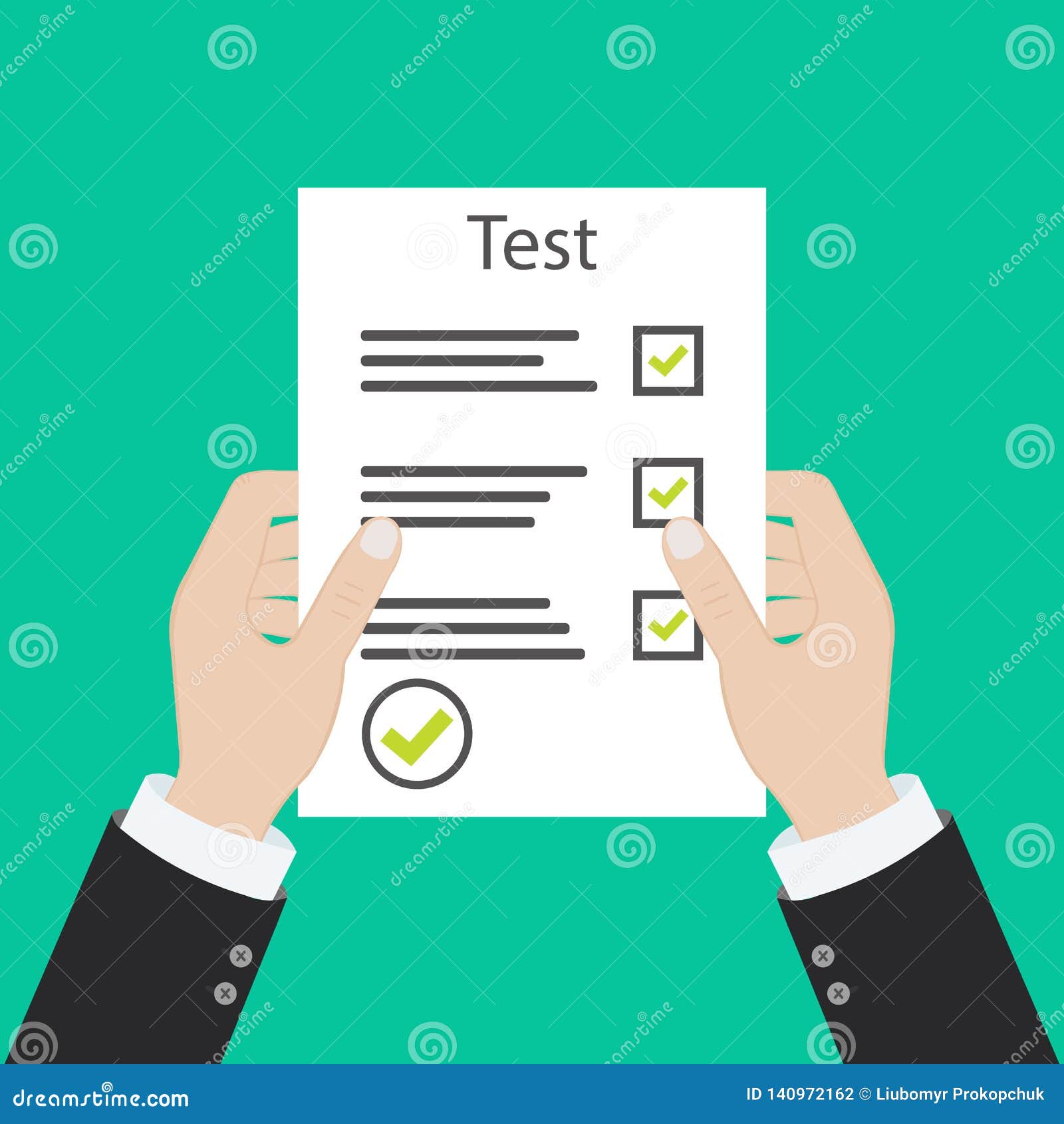 Hands of Man with Clock and Pencil, Concept Test at Time. Vector ...