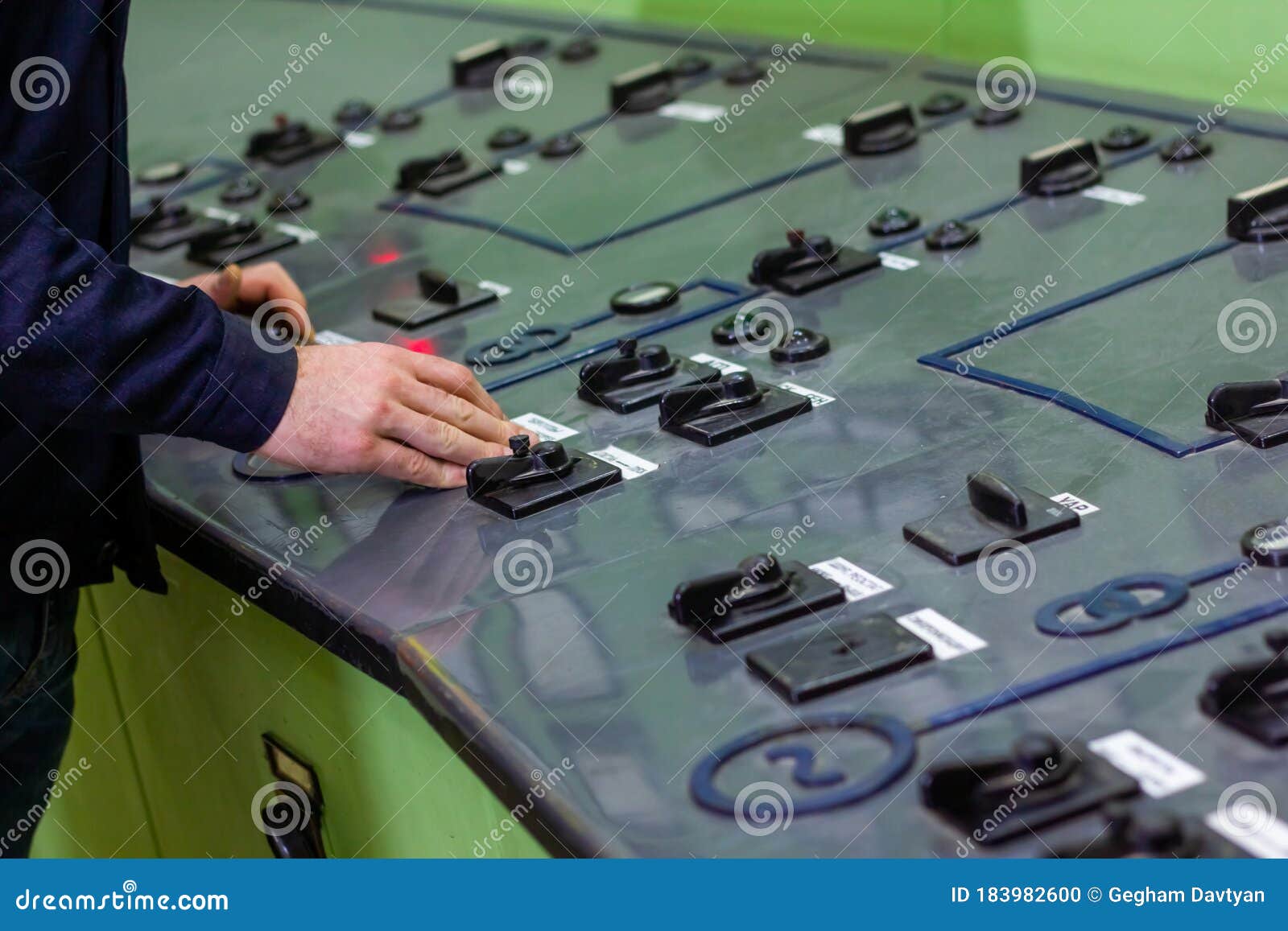 Hands of a Man on Control Panel in Factory Stock Photo - Image of ...