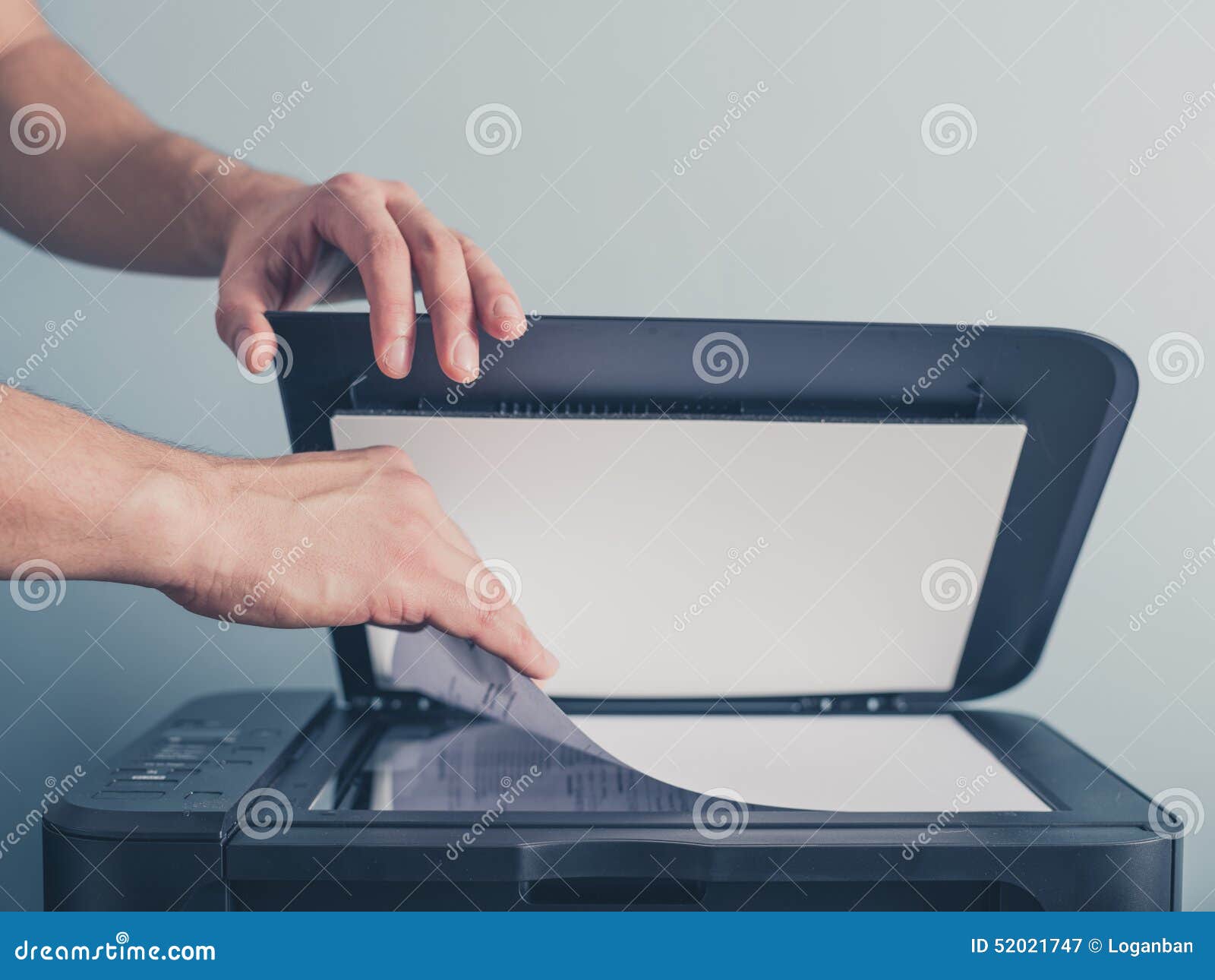 Hands of a Man Copying a Piece of Paper Stock Image - Image of people ...