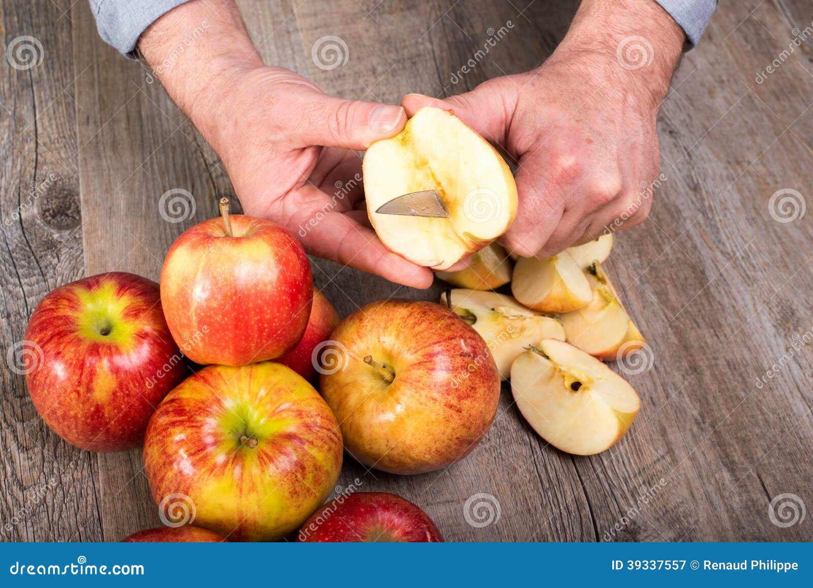 Hands of a Man Cutting an Apple Stock Image - Image of healthy, eating ...
