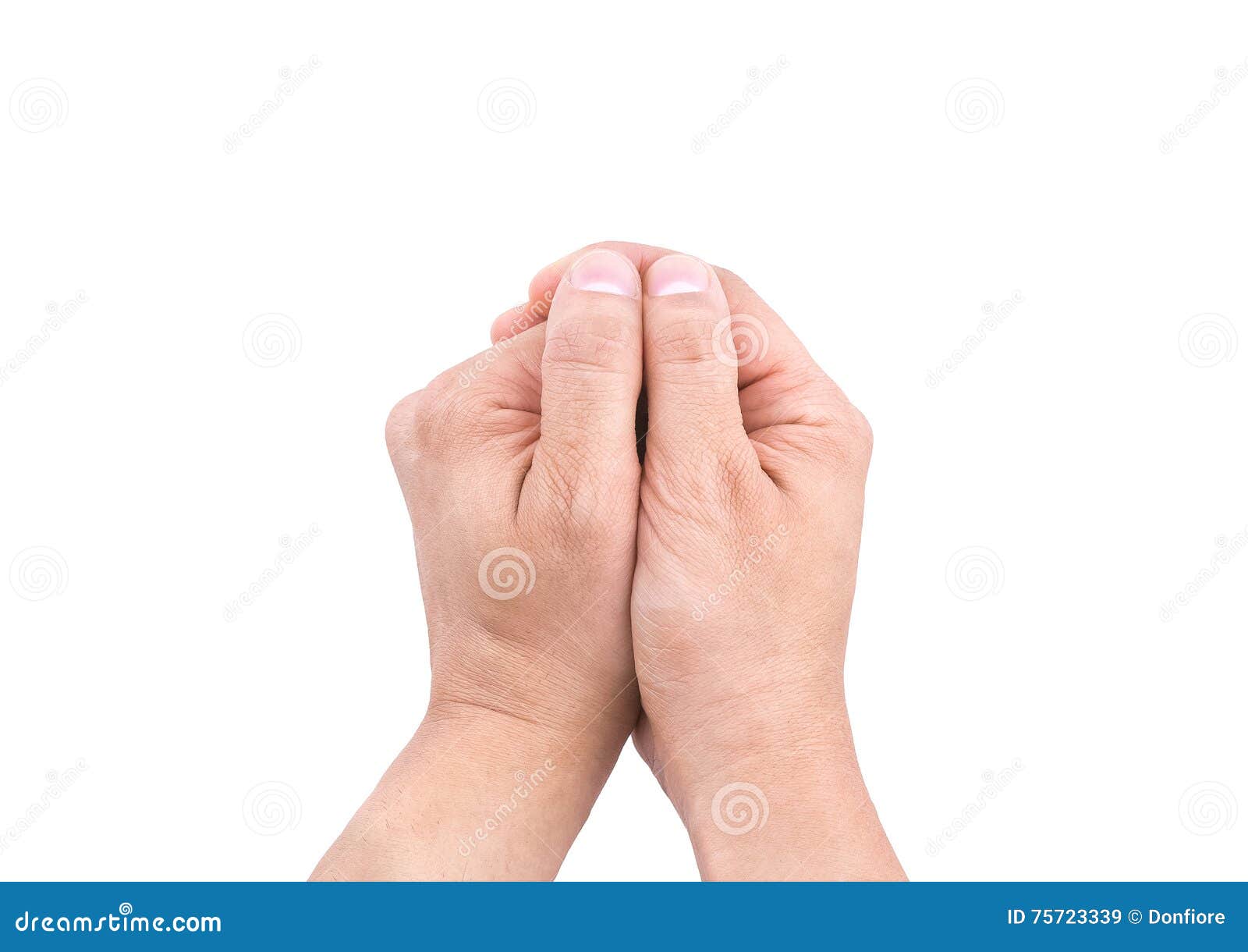Hands of a Man Joined To Make a Punch on White Background Stock Image ...