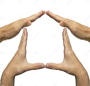 Hands of the Man Made a Home Shape Stock Image - Image of sign, life ...