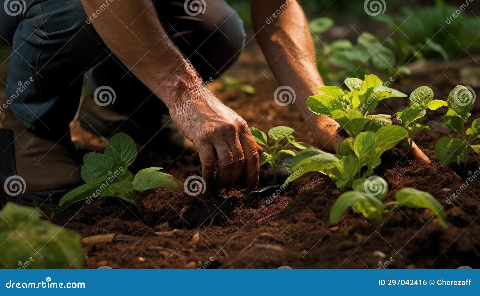 Hands of a Man Planting a Plant in the Ground Stock Photo - Image of ...