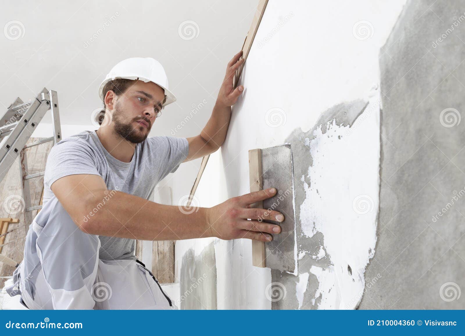 Hands Man Plasterer Construction Worker at Work with Trowel, Plastering ...