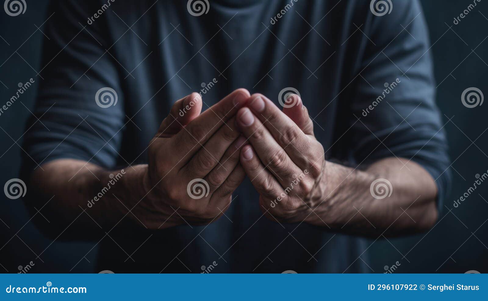 Hands of Man Praying To God, AI Stock Illustration - Illustration of ...