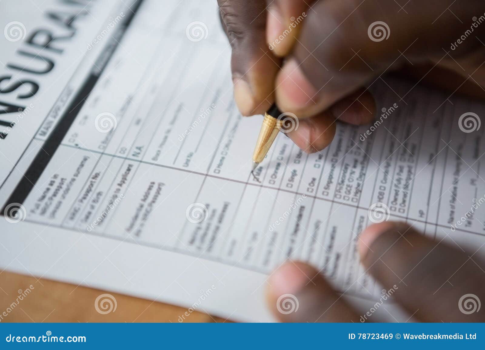 Hands of a Man Signing Insurance Document Stock Image - Image of ball ...