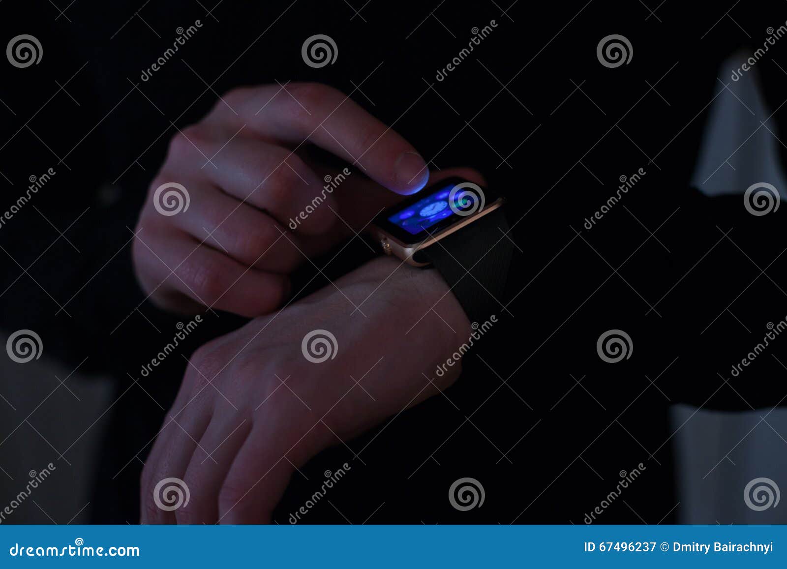 Hands of Man with Smartwatch Stock Image - Image of fashion, connection ...