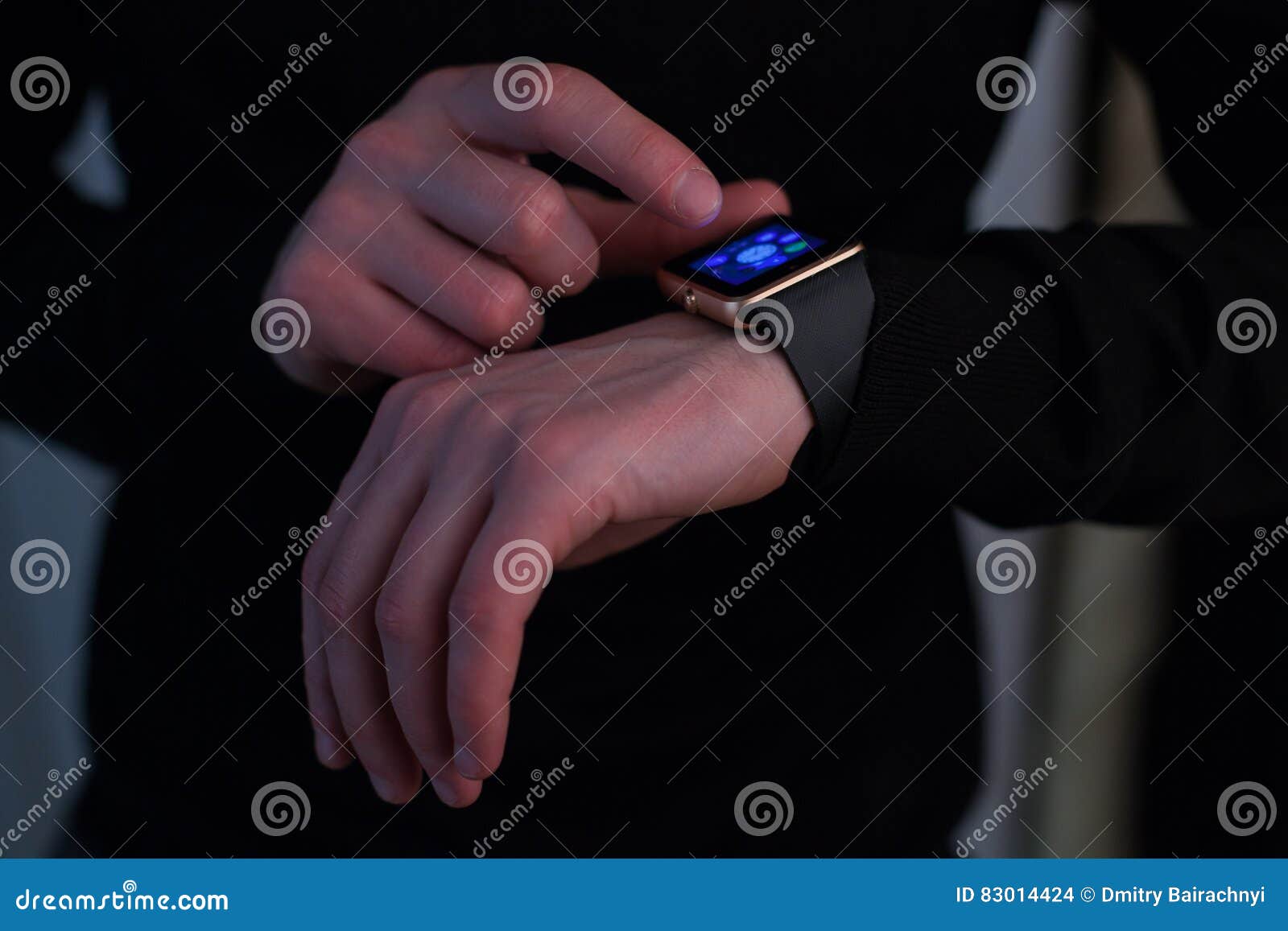 Hands of Man with Smartwatch Stock Photo - Image of smart, modern: 83014424