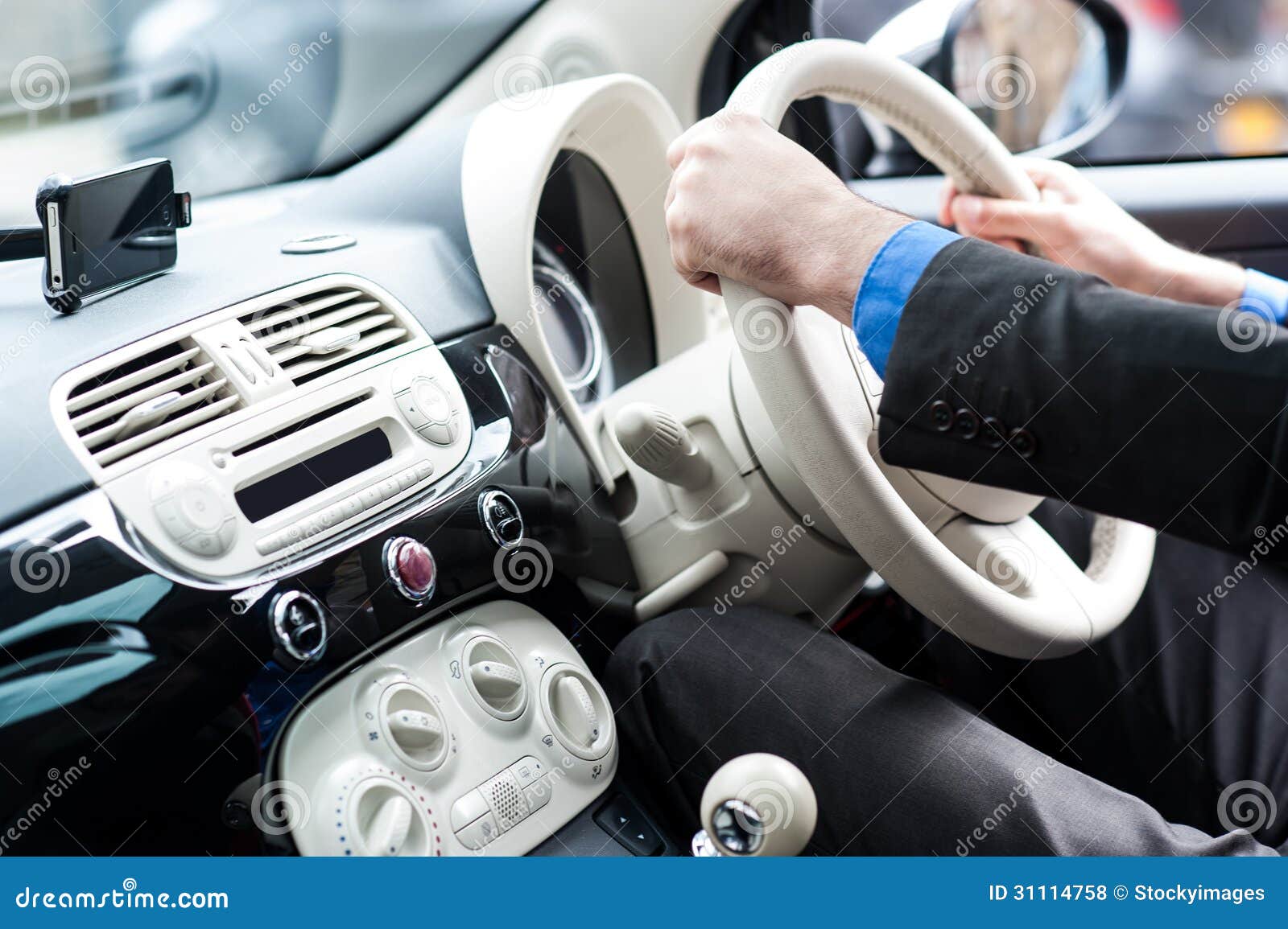 Hands of a Man on Steering Wheel of a Car Stock Photo - Image of person ...