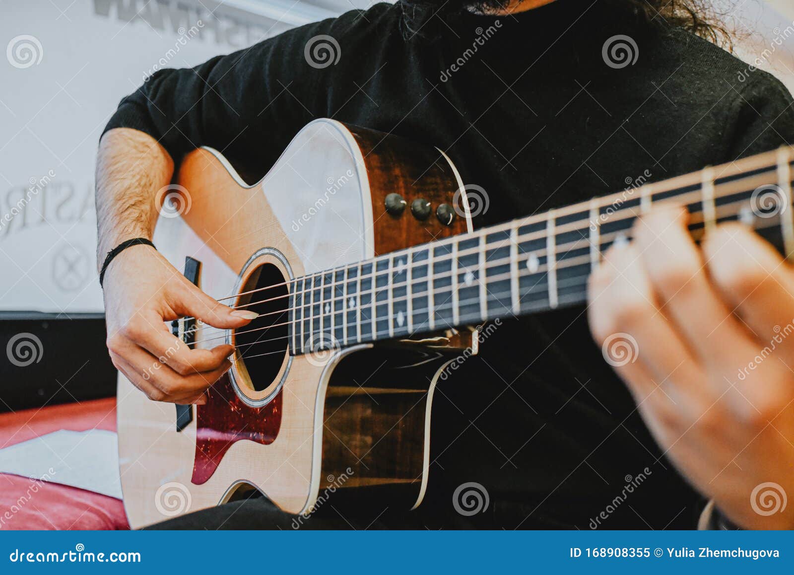 Hands of a Man on the Strings of a Guitar Editorial Image - Image of ...