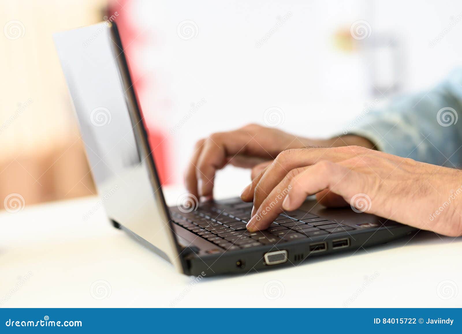 Hands of a Man Typing with a Laptop Computer Stock Photo - Image of ...