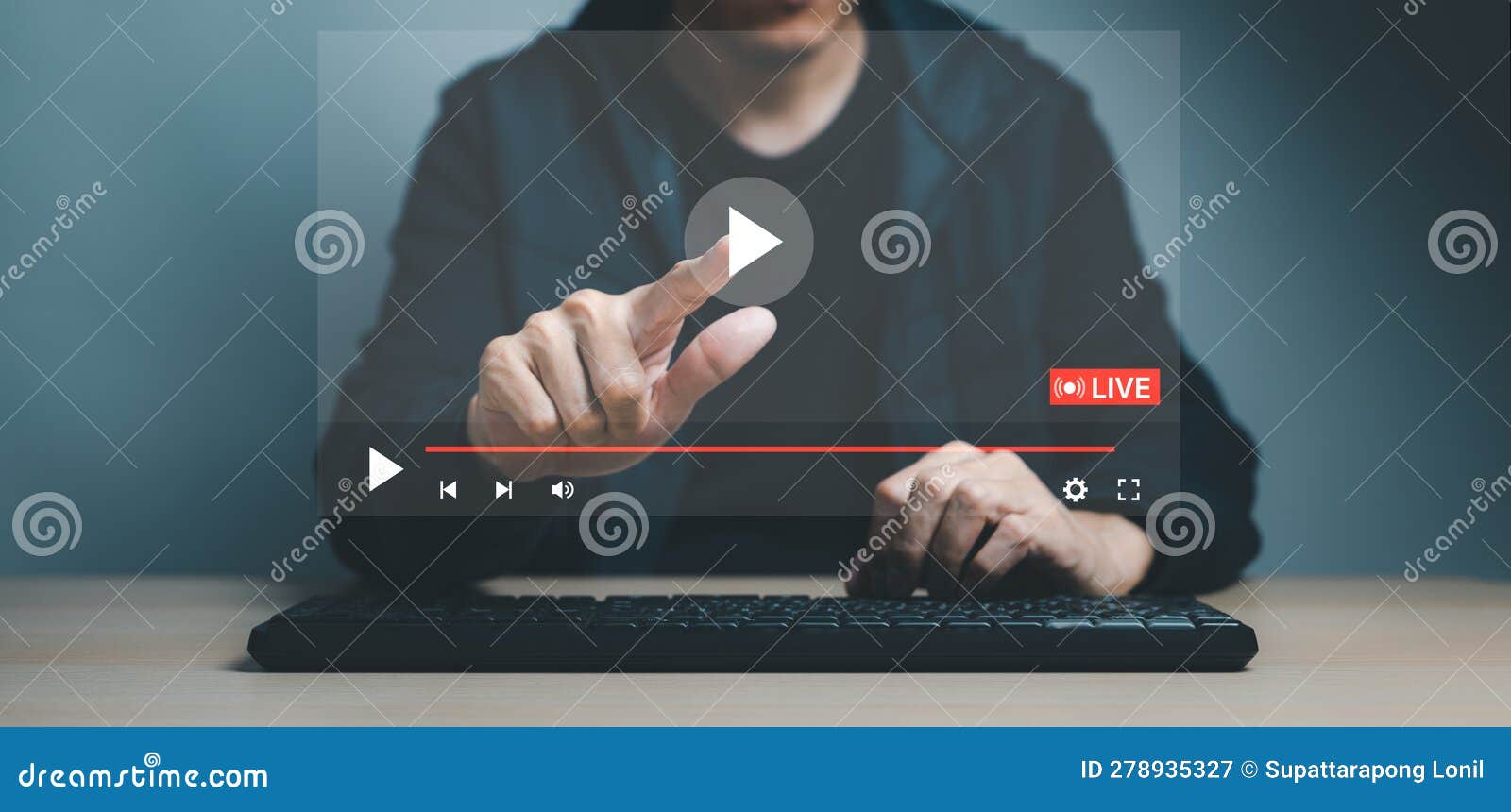 Hands of Man Using Mouse and Keyboard Computer for Streaming Online ...