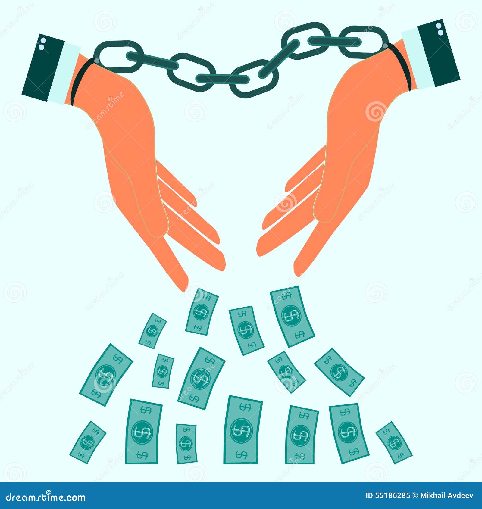 Hands in manacle. stock vector. Illustration of deterrent - 55186285