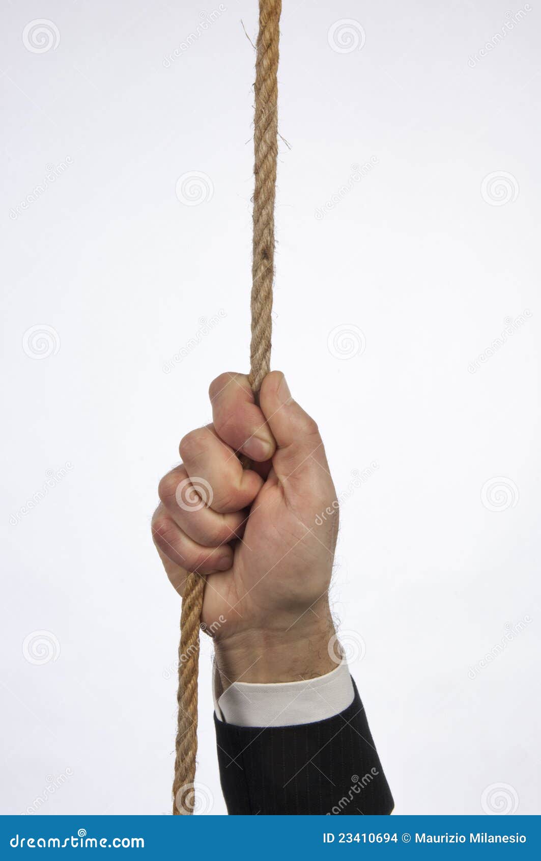 Hands of Manager Hanging on a Rope Stock Photo - Image of hand, pull ...