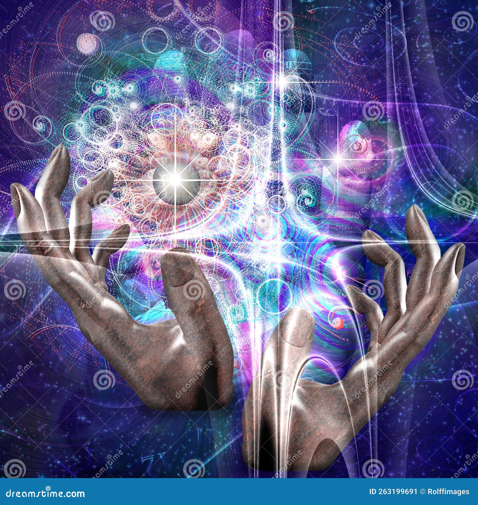 Hands Manipulate Properties of Universe Stock Illustration ...