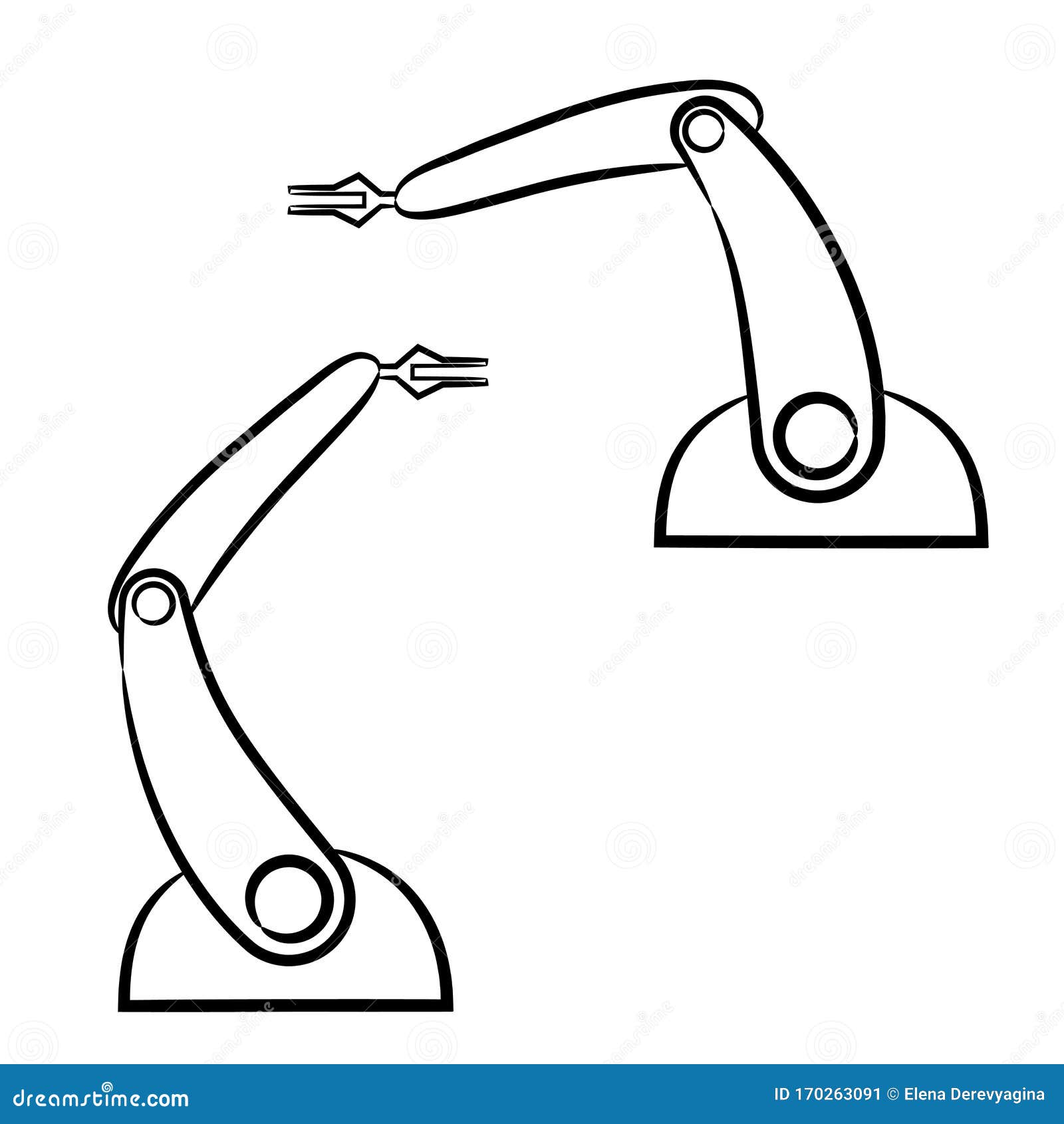 The Hands of Manipulators of the Robot from the Contour Black Brush ...