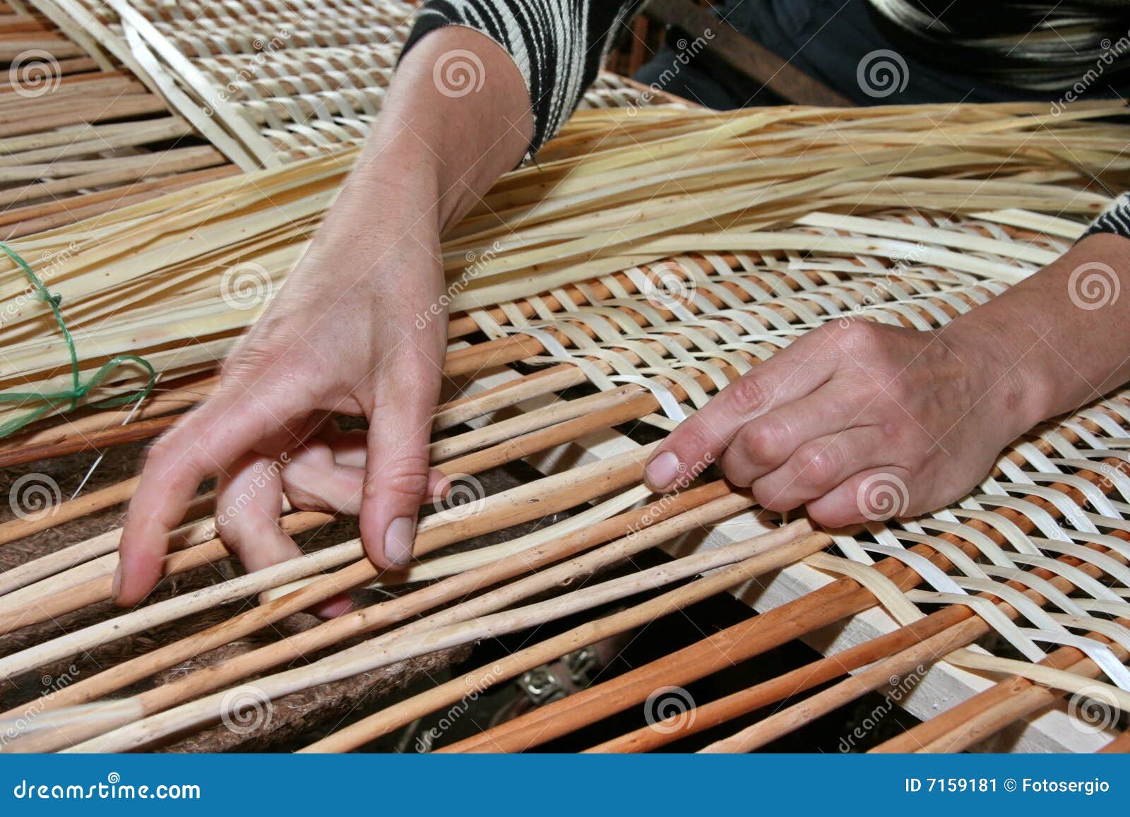 Hands Manually Mastering Wicker Fabric Stock Image - Image of close ...