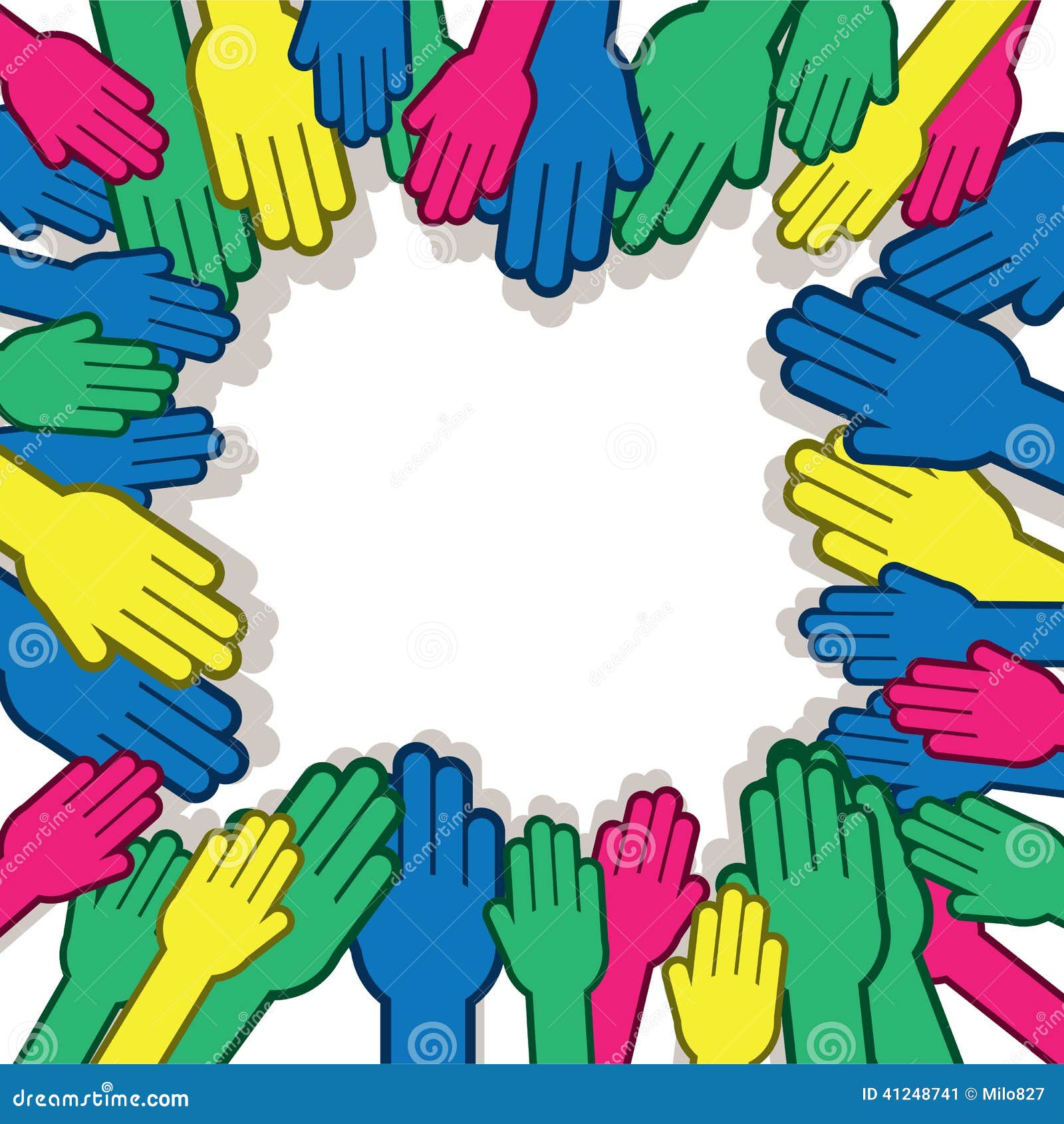Hands Many Surrounding Colors Stock Vector - Illustration of black ...