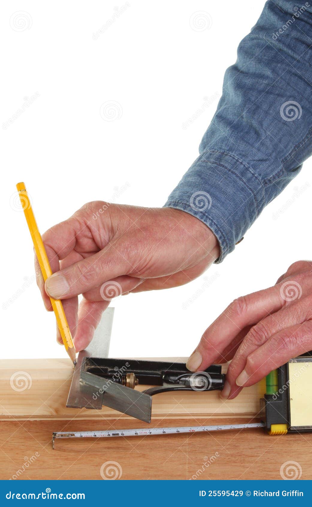 Hands marking stock image. Image of tape, measuring, hand - 25595429