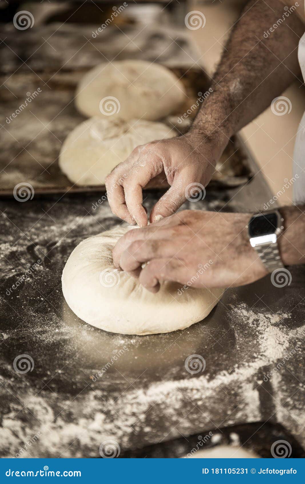 Hands of the Master Baker in Bread Production Stock Image - Image of ...