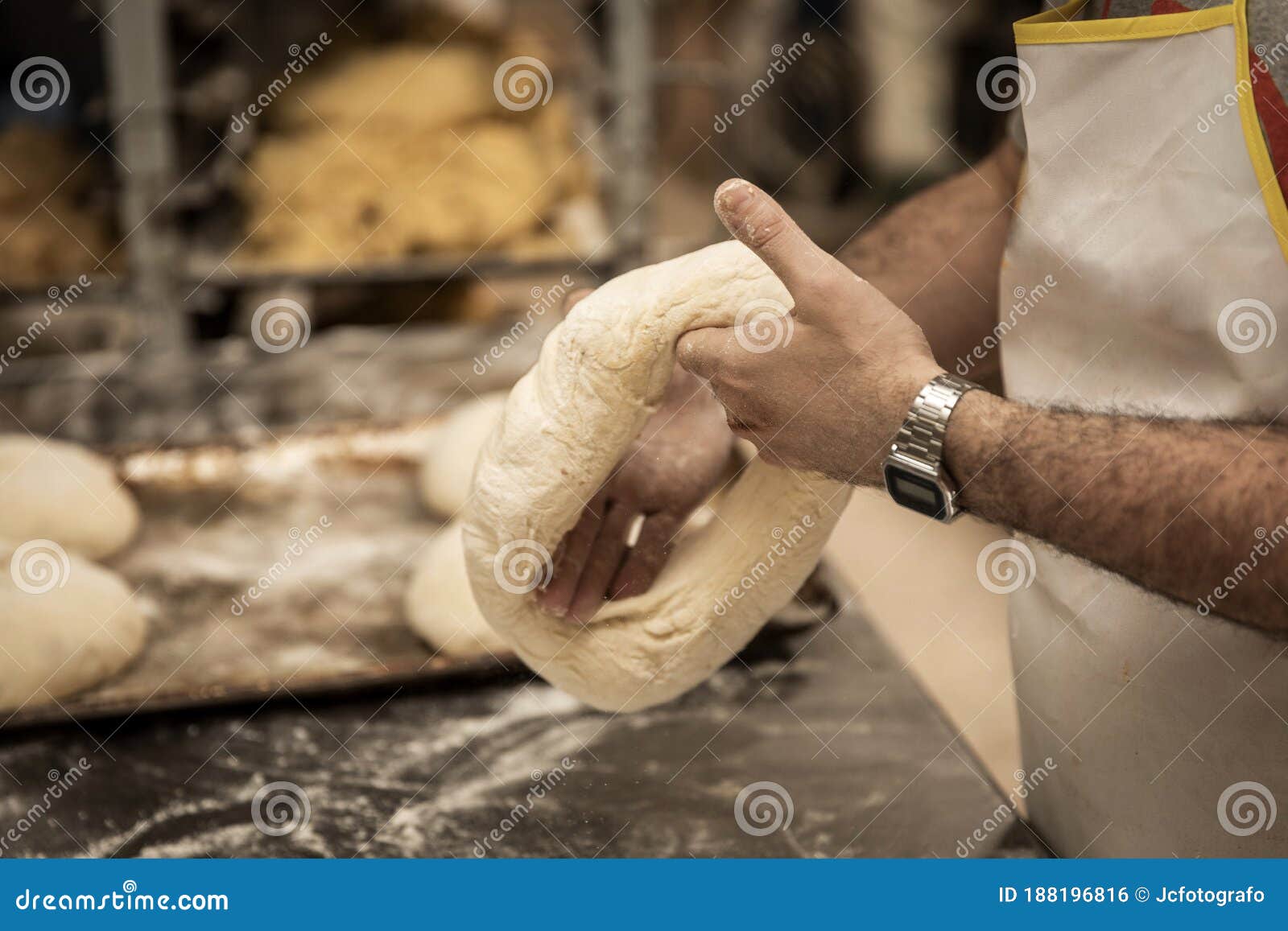 Hands of the Master Baker in Bread Production Stock Photo - Image of ...