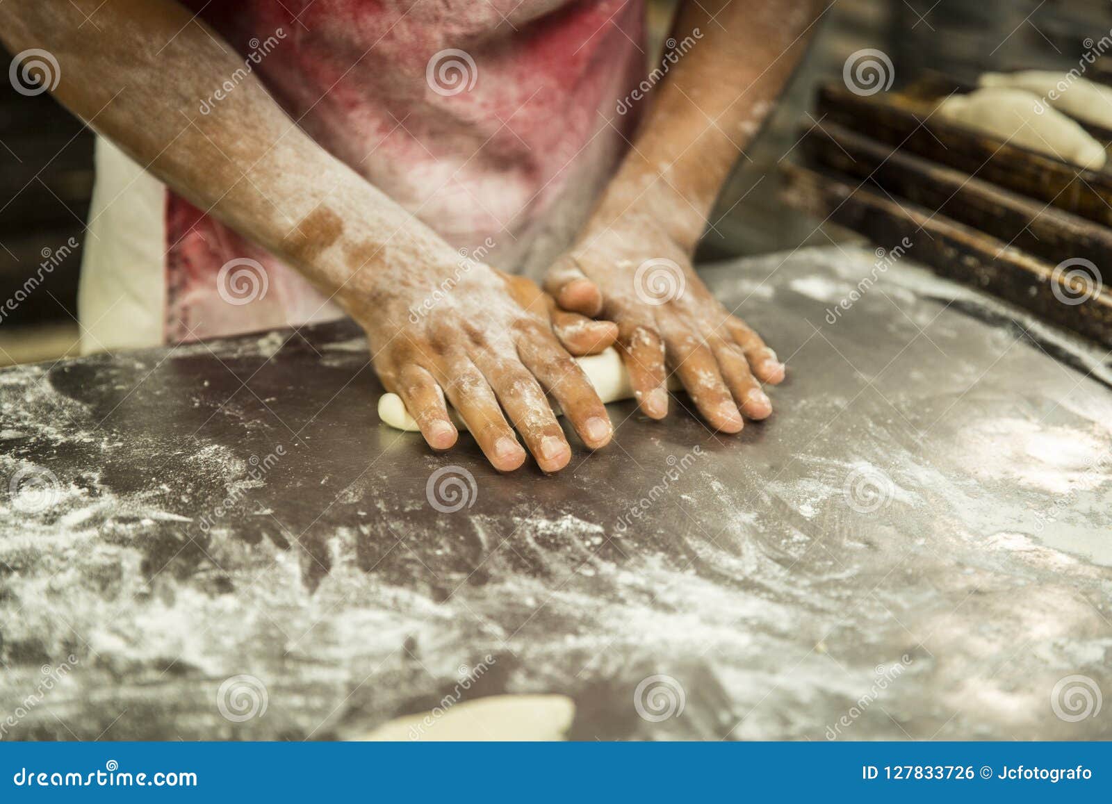 Hands Kneading Dough To Prepare Bread Stock Photo - Image of buns ...