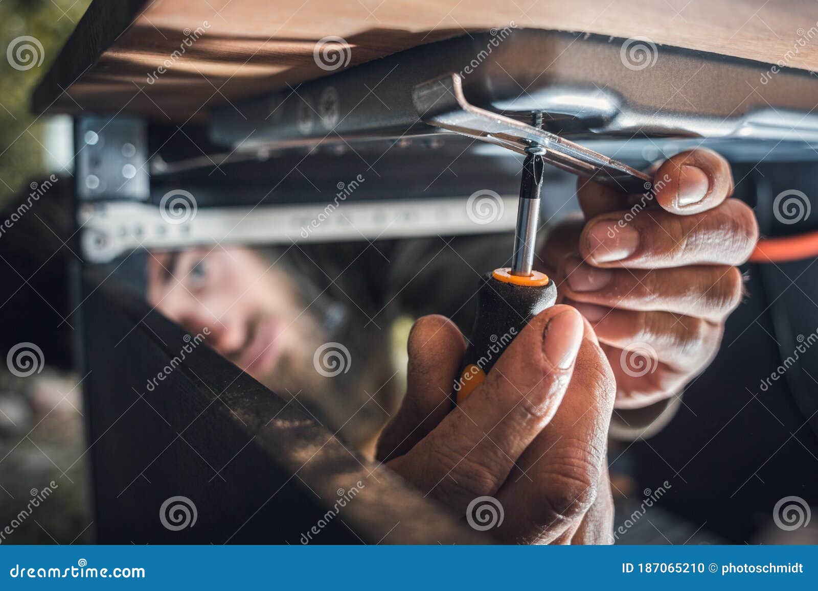 Hands of a Mechanic with a Screwdriver in a Narrow Space Stock Photo ...