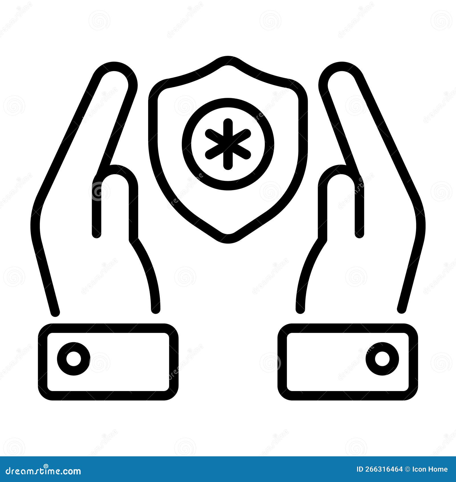 Hands with Medical Safety Shield Denoting Healthcare Vector Stock ...