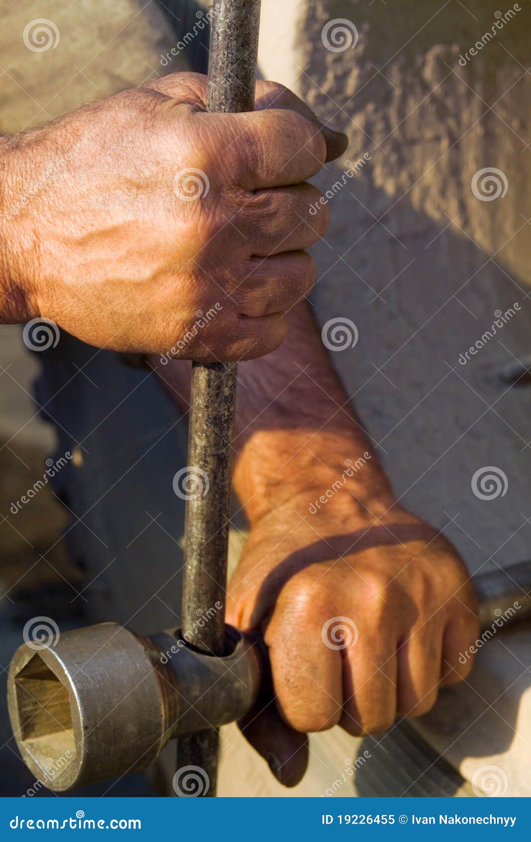 The Hands of Men Working with a Lever Stock Image - Image of shape ...