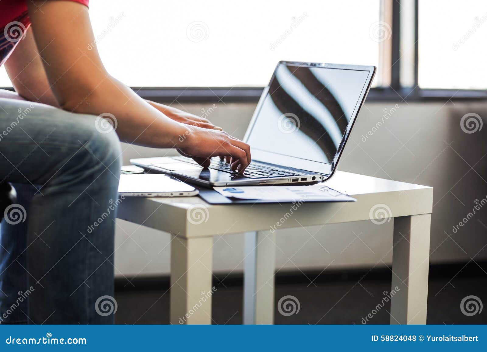 The Hands of Men Working in Stylish Laptop Stock Photo - Image of ...