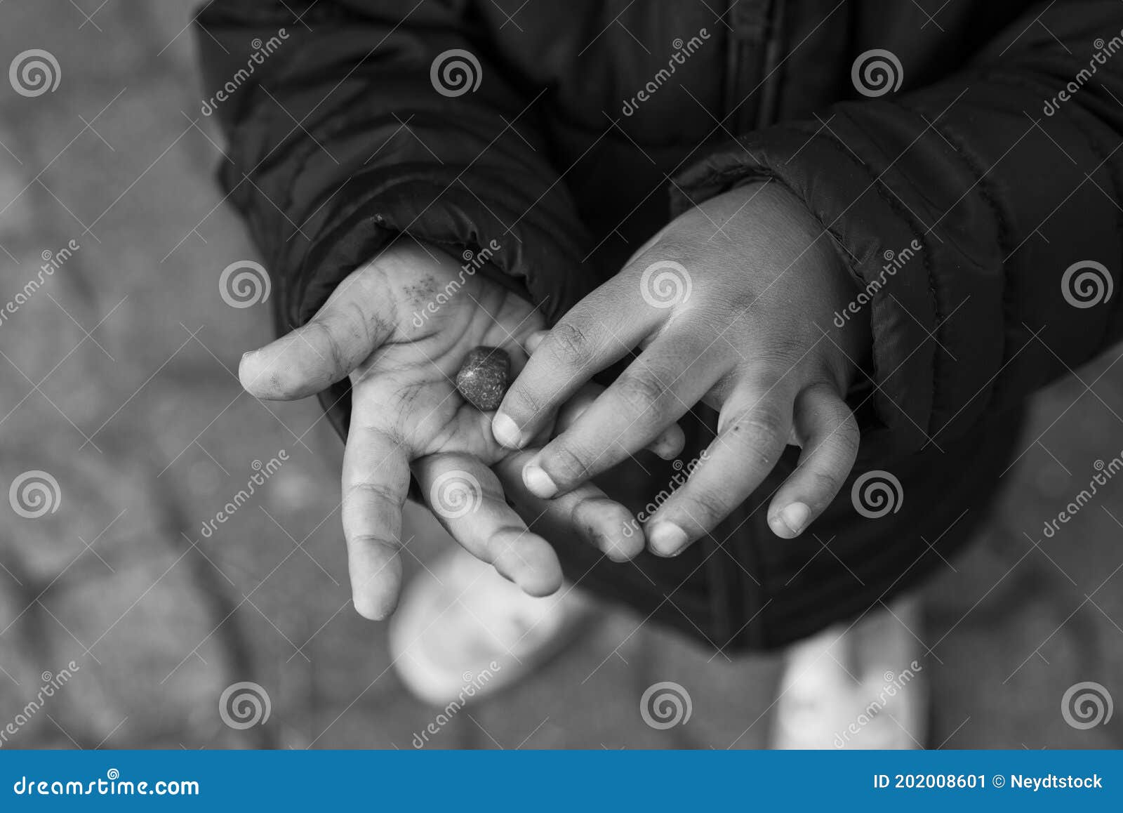 Hands of Metis Child Playing with a Little Rock Stock Image - Image of ...