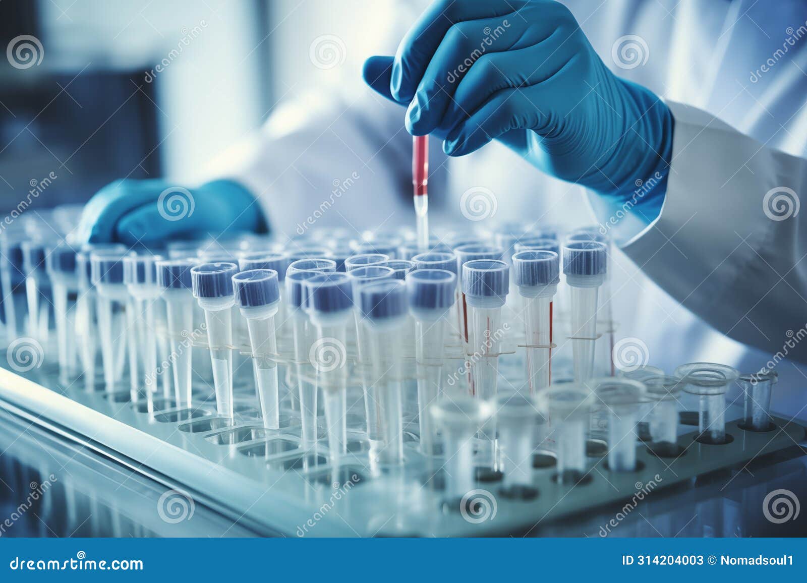 Hands of Microbiologist Pipetting Samples into Test Tubes. Generative ...