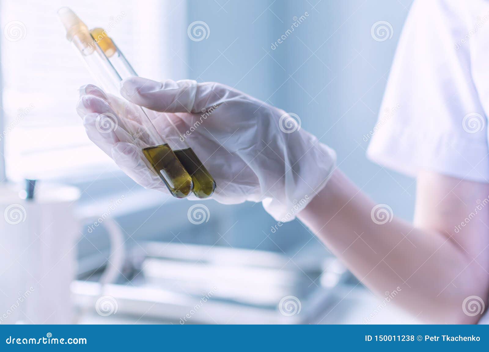 Hands with Microscope in the Laboratory Stock Photo - Image of ...