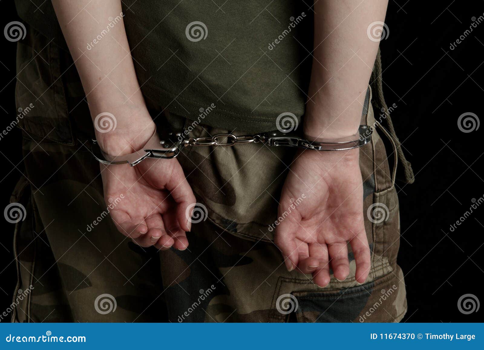 Hands of a Military Woman in Handcuffs Stock Photo - Image of handcuffs ...