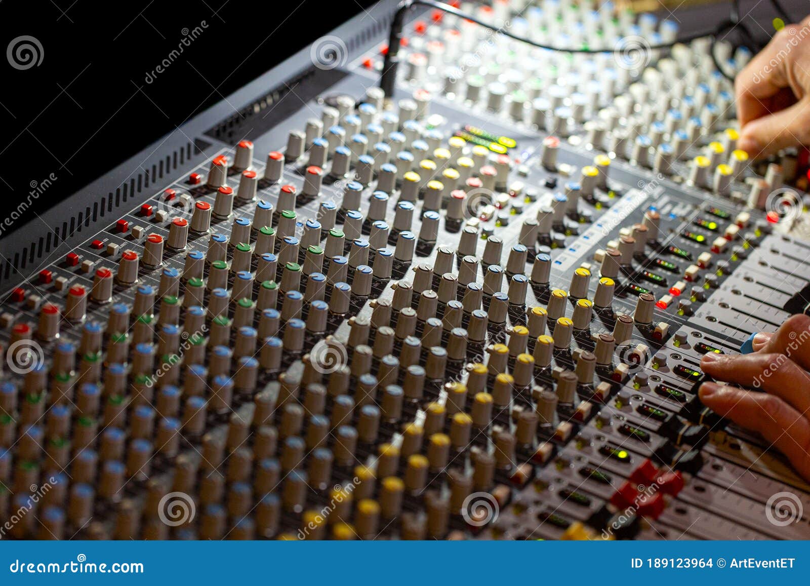 Hands on Mixing Console in Music Recording Studio Stock Photo - Image ...