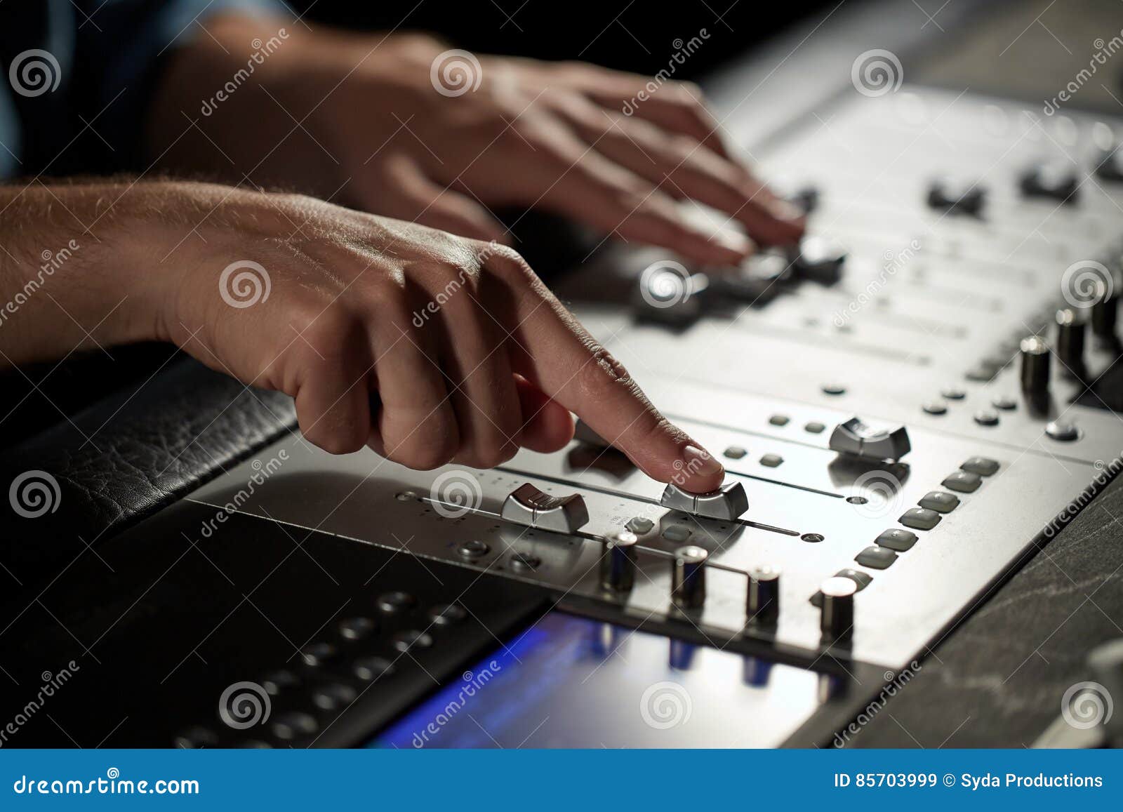 Hands on Mixing Console in Music Recording Studio Stock Image - Image ...