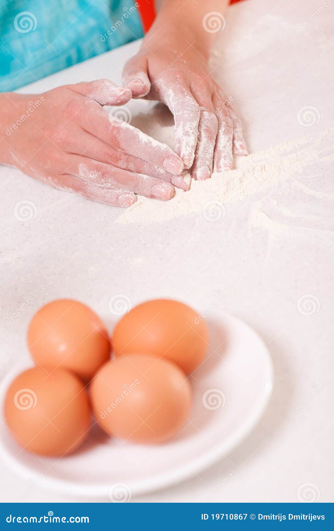 Hands Mixing Flour on the Table Stock Image - Image of homemade, break ...