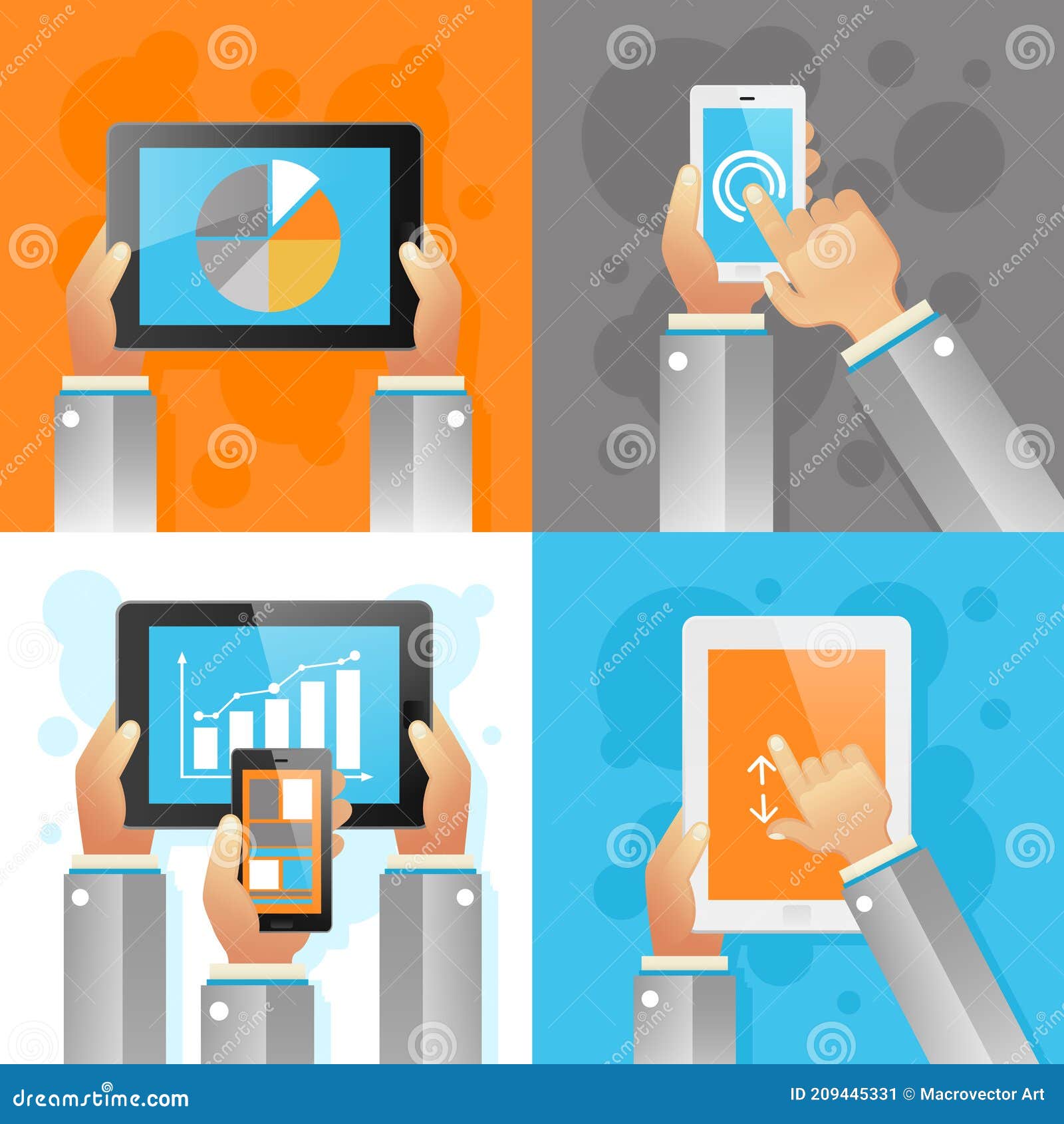 Hands with Mobile Devices Vector Design Illustration Stock Vector ...