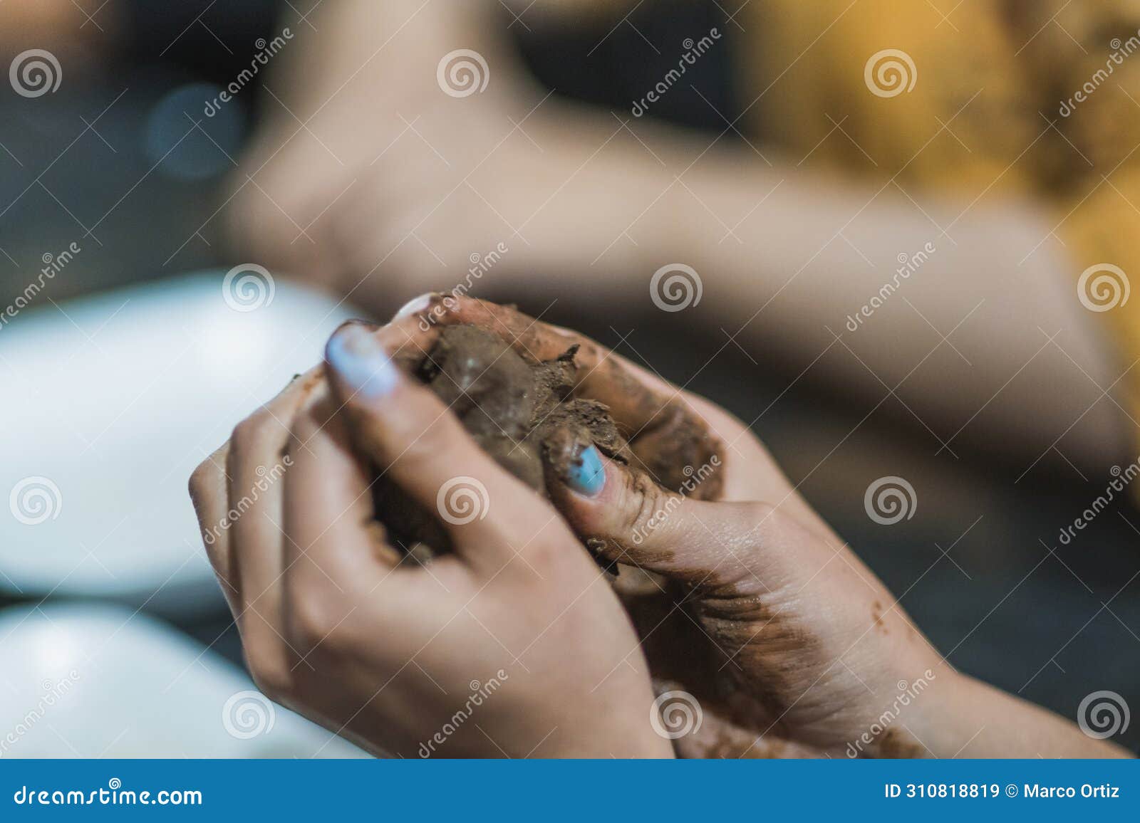 Hands Molding Clay in a Clay Workshop To Teach People How To Mold the ...
