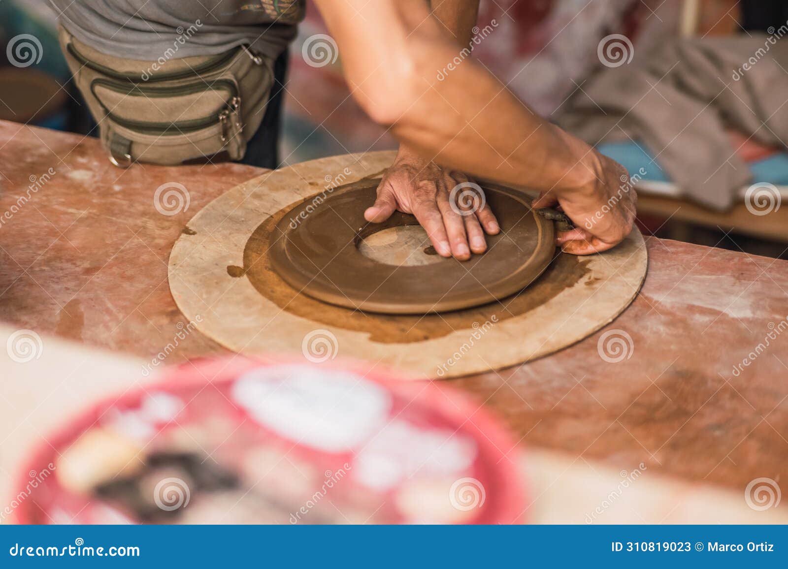 Hands Molding Clay in a Clay Workshop To Teach People How To Mold the ...
