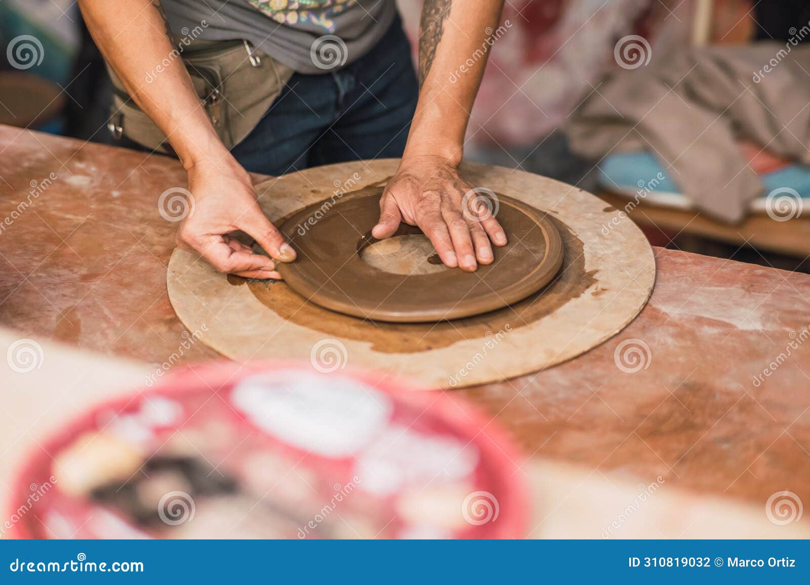 Hands Molding Clay in a Clay Workshop To Teach People How To Mold the ...