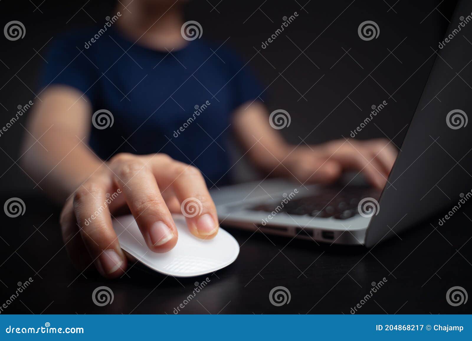 Hands and Mouse Working with Laptop Stock Image - Image of notebook ...